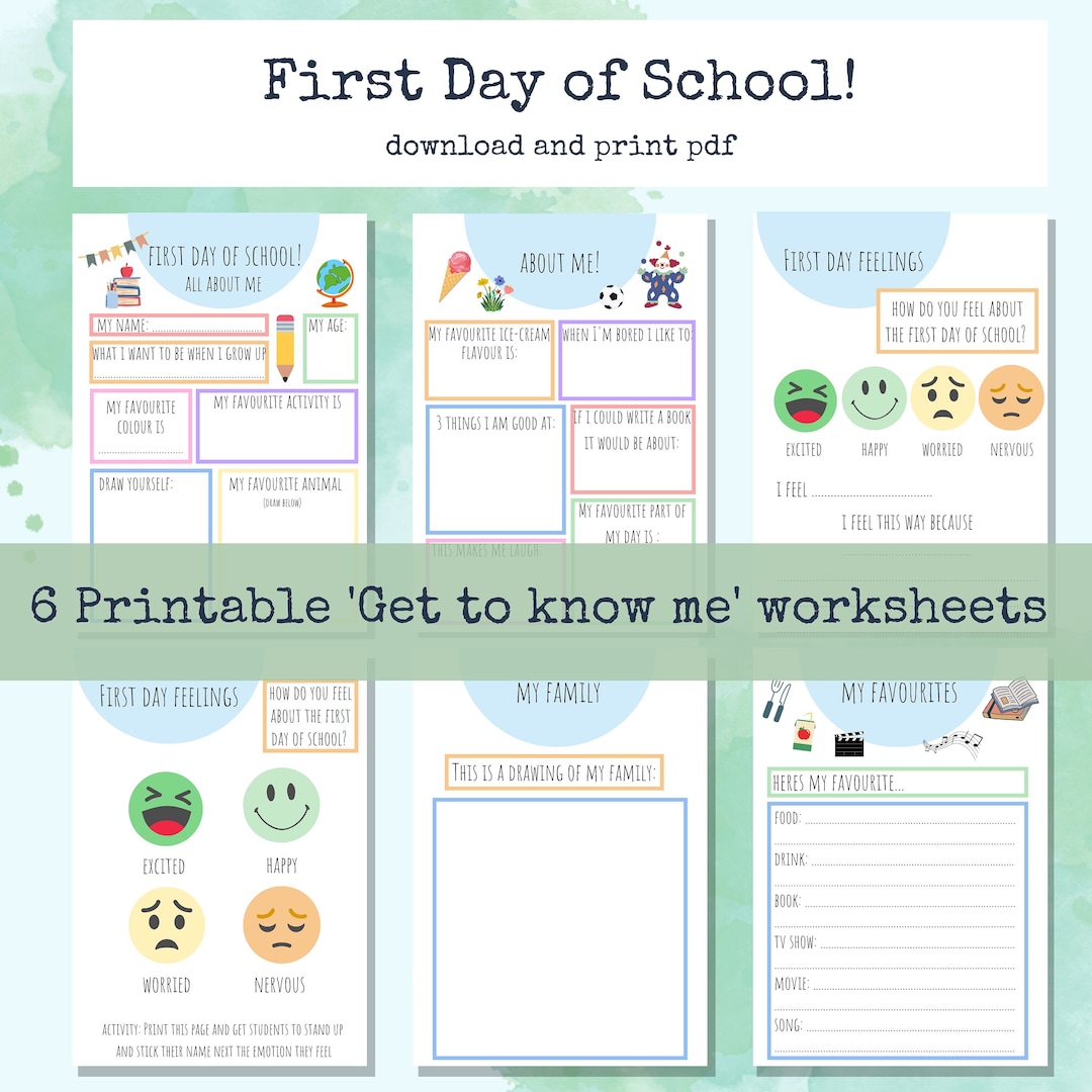 First Day of School 'get to Know Me' Printables - Etsy