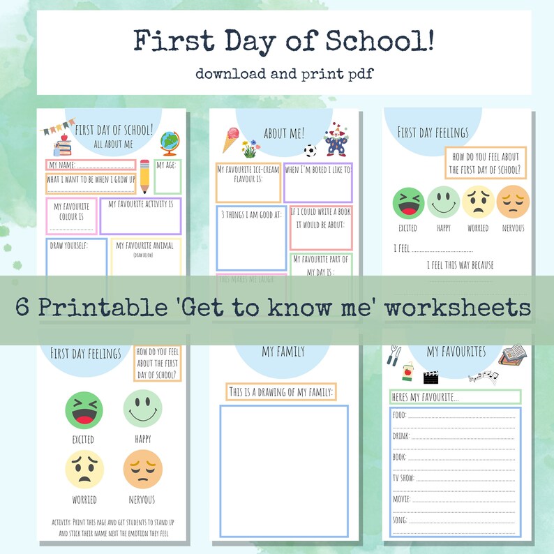 First Day of School 'get to Know Me' Printables - Etsy