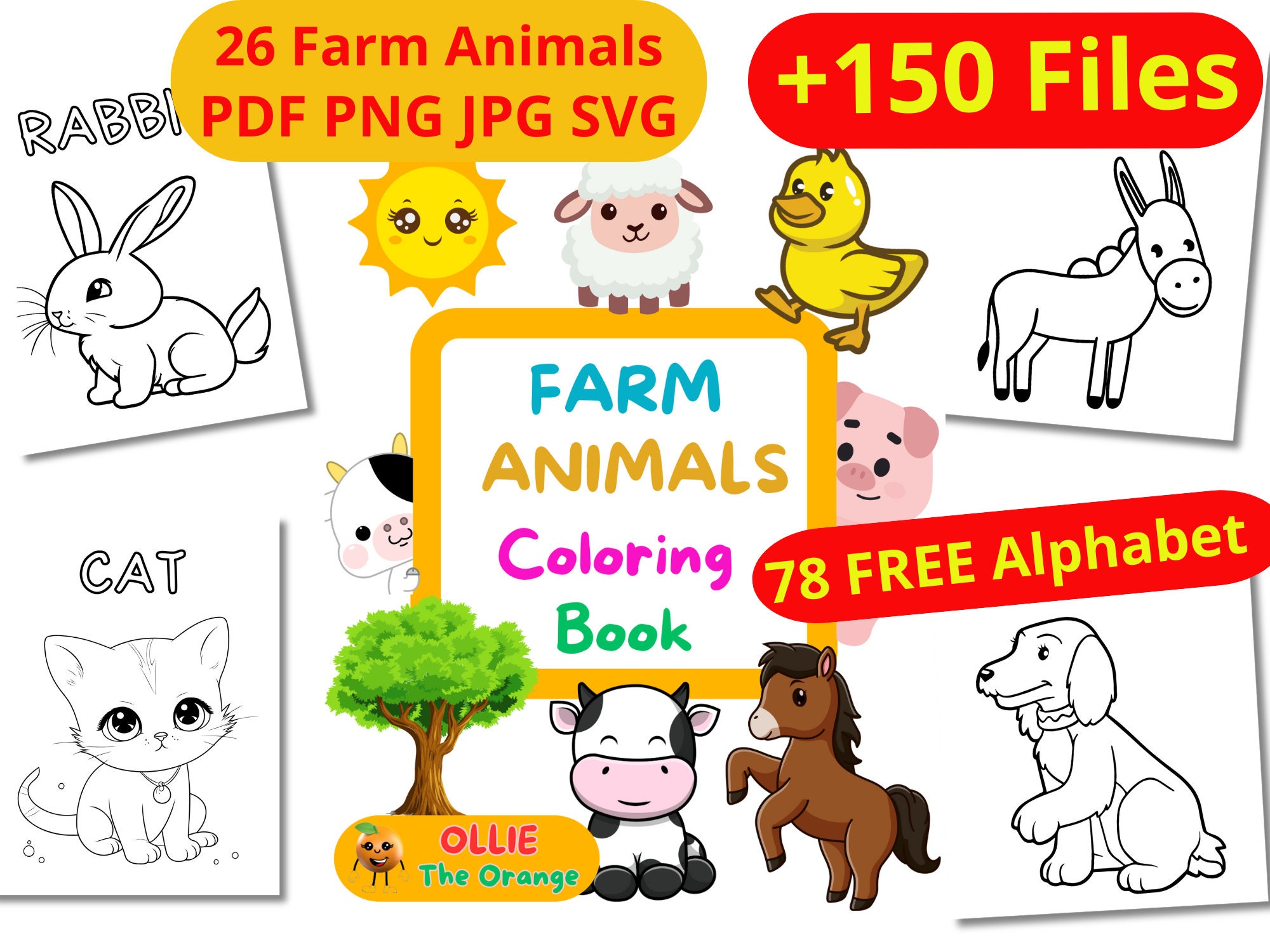 Farm Animals Coloring Pages for Kids Farm Coloring Pages Kids Coloring ...