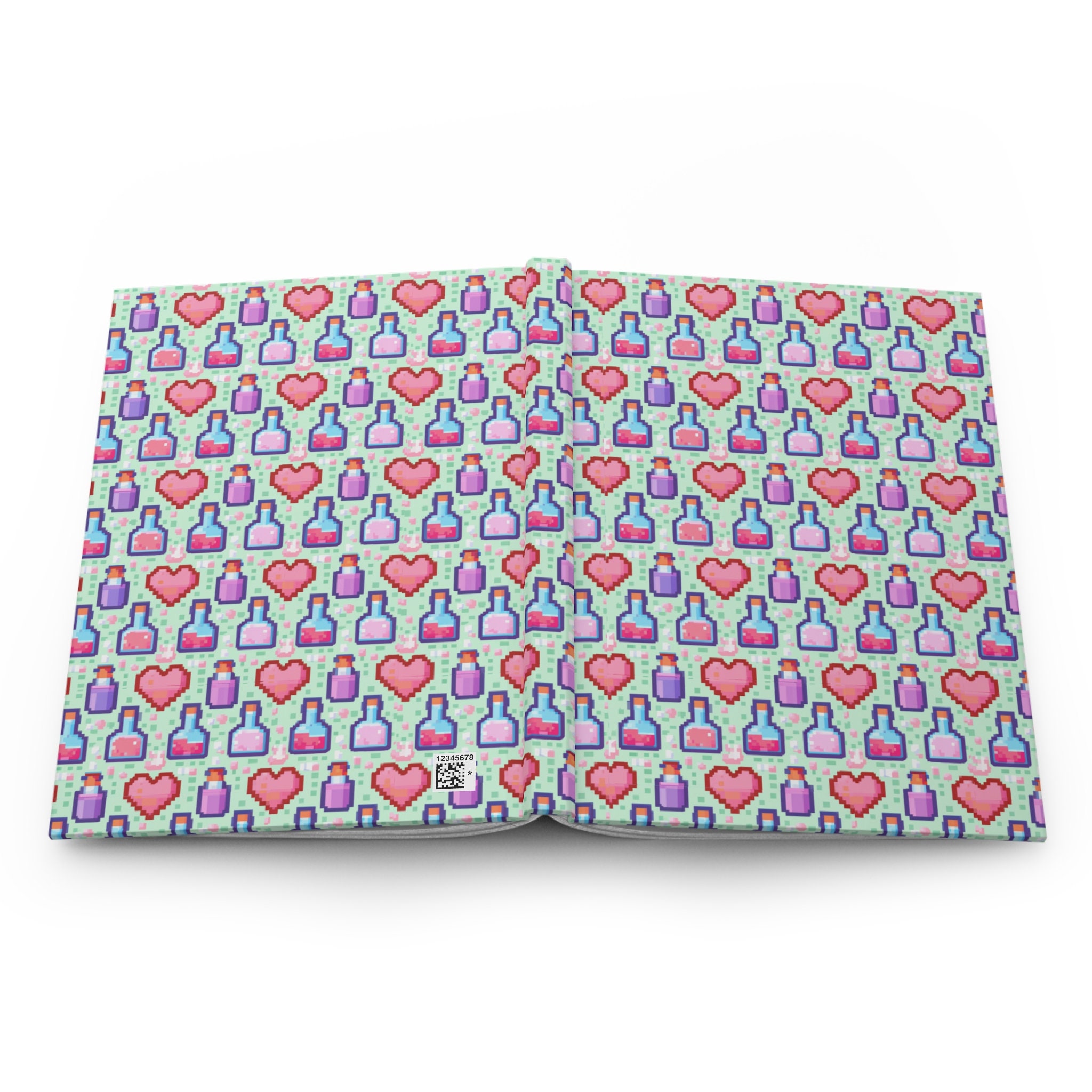 Pixel Art Hearts and Potions Matte Hardcover Journal for Gamers and ...