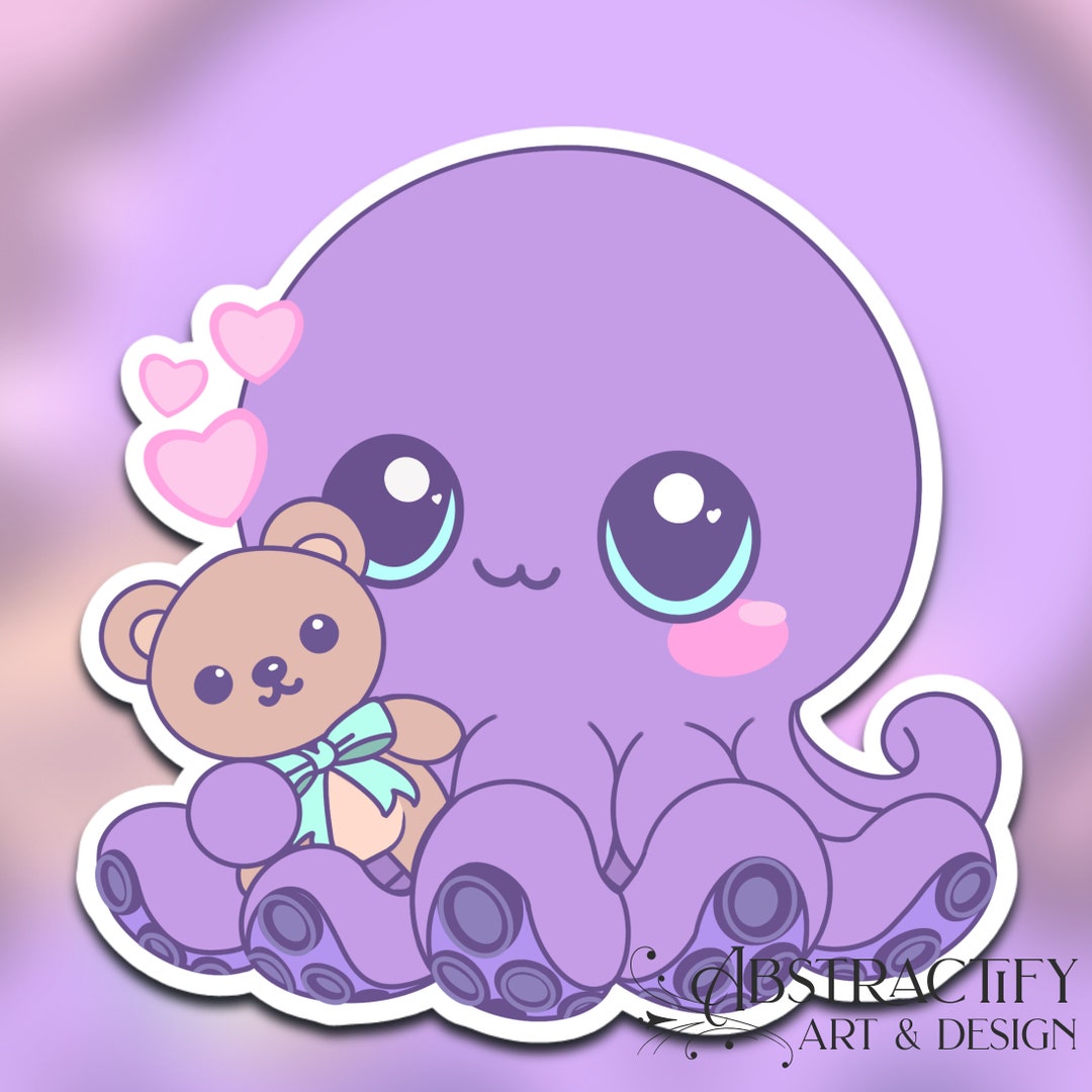 Cute Kawaii Octopus With Teddy Bear Water-resistant Matte, Water ...