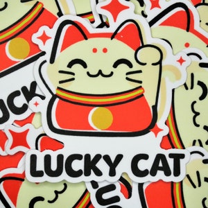 Maneki-neko Japanese Lucky Cat Water-resistant Vinyl Die-cut Sticker - Etsy
