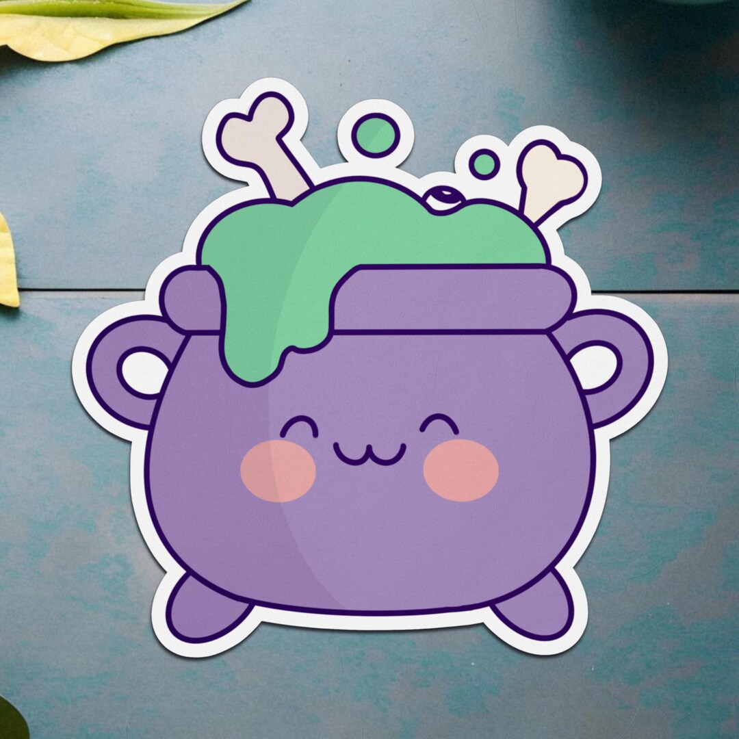 Cute Kawaii Cauldron Sticker | Adorable Witchy Potion Vinyl Decal ...