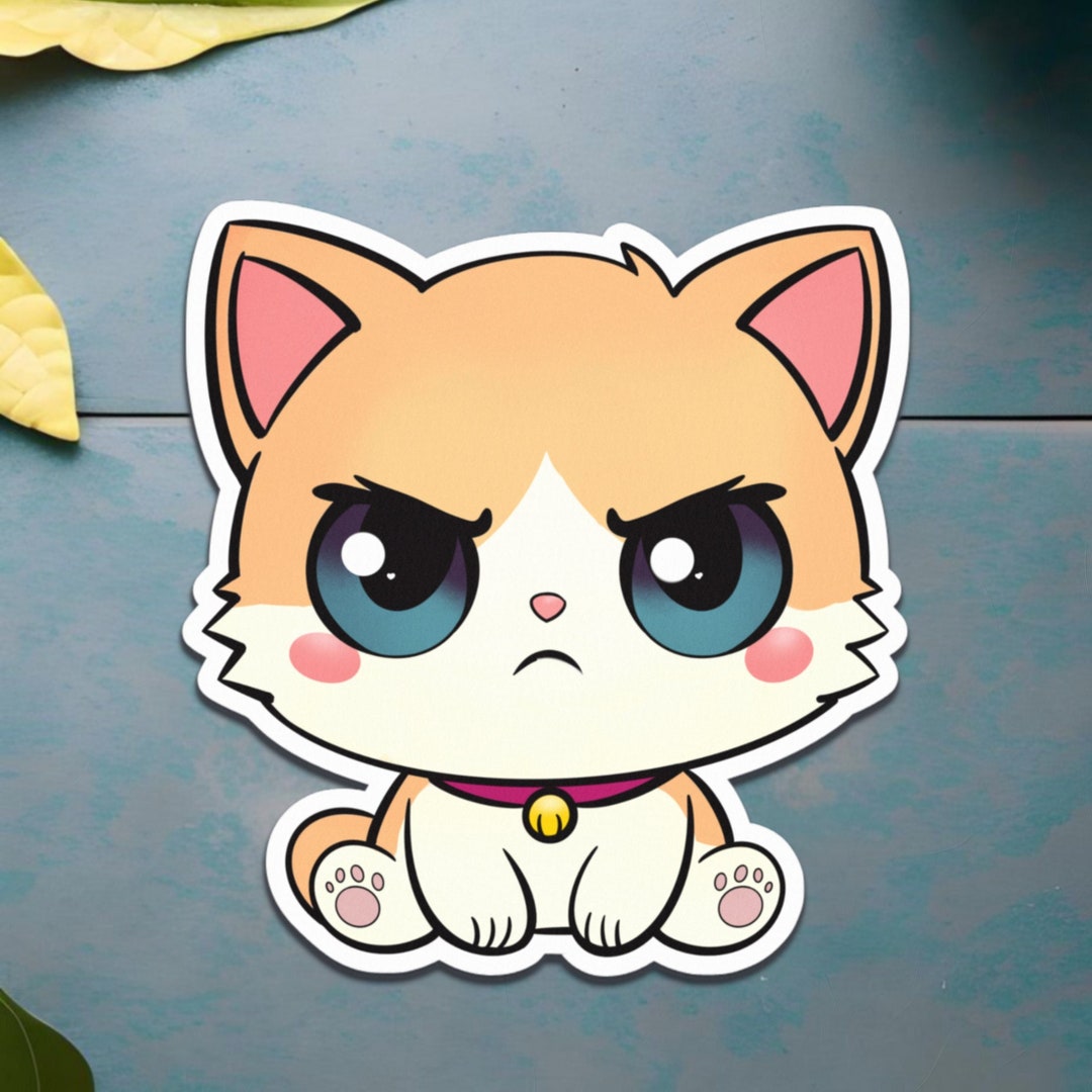 Grumpy Cat Sticker: Funny Kawaii Kitten Design - Etsy