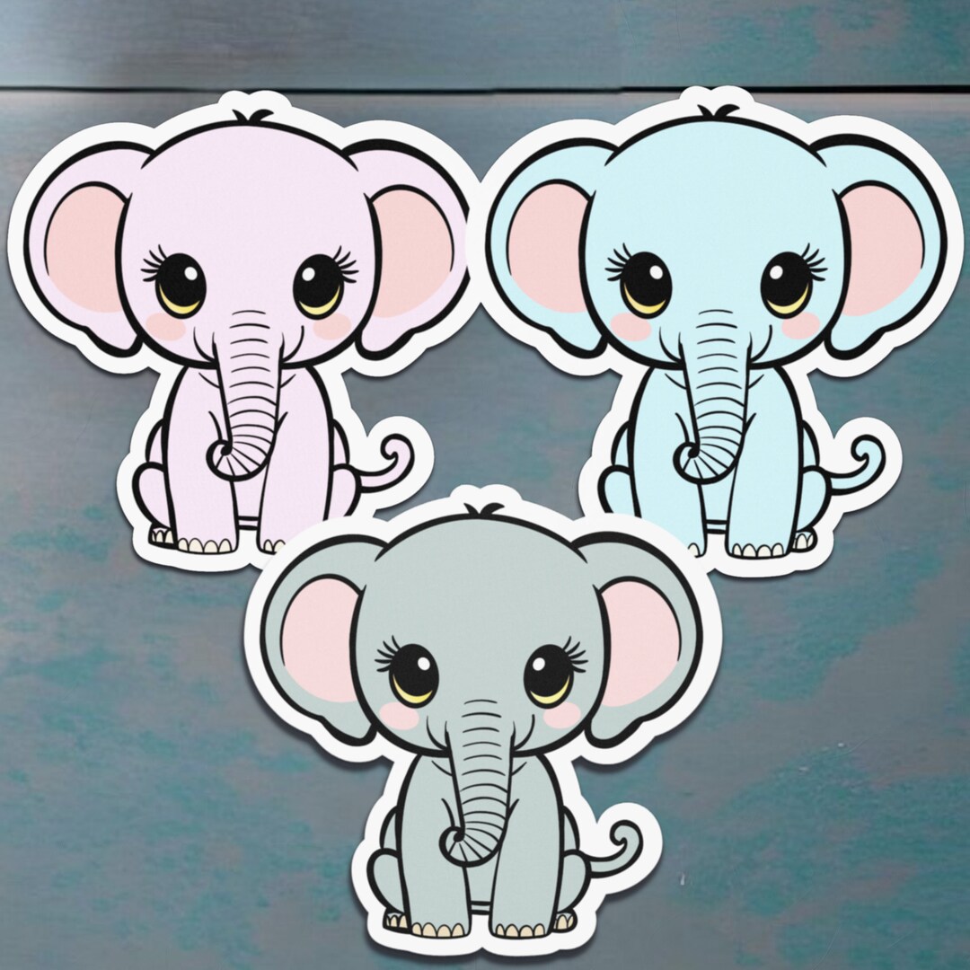 Cute Elephant Sticker | Kawaii Animal Decal | Adorable Elephant Design ...