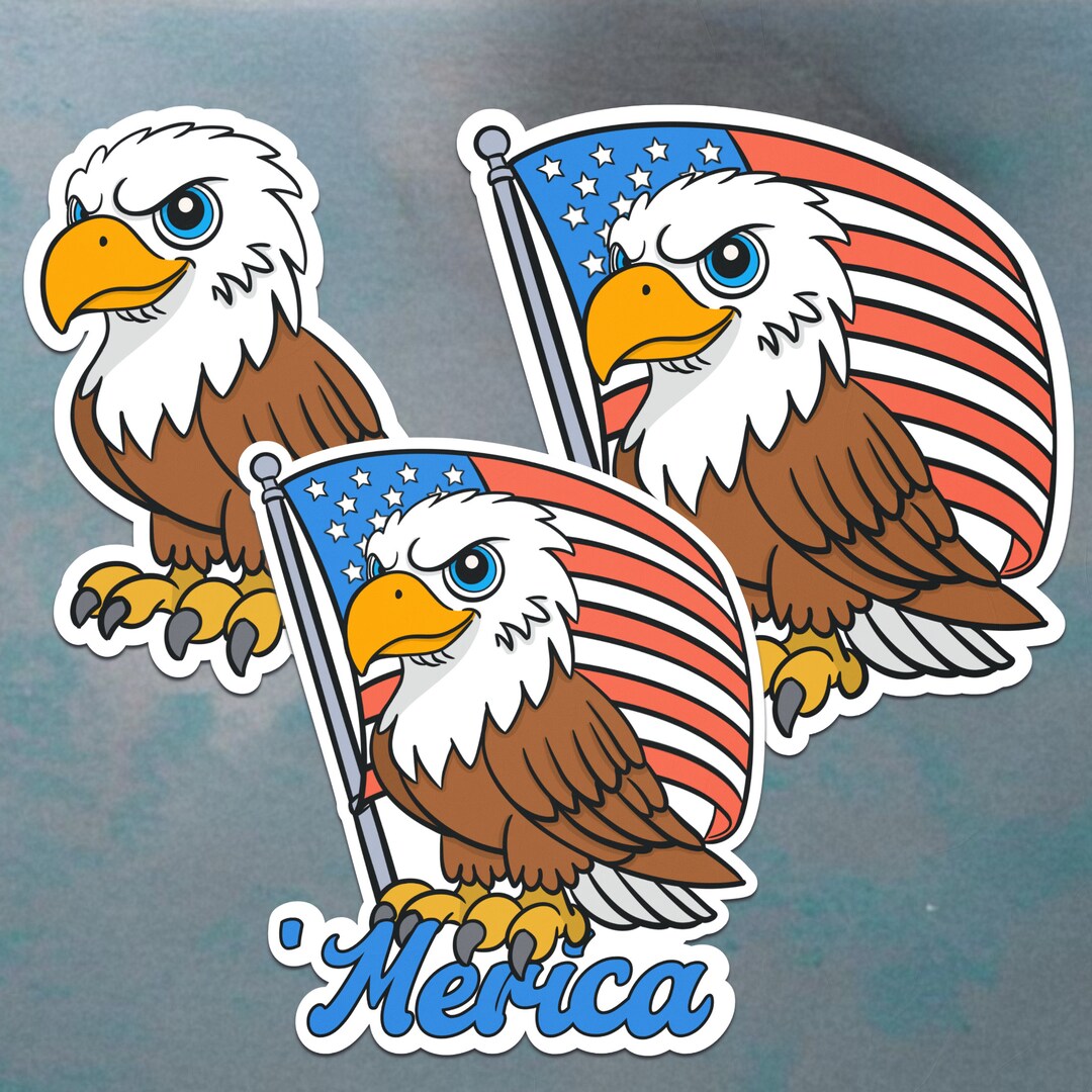 Bald Eagle Sticker: Eagle With Flag Design - Etsy