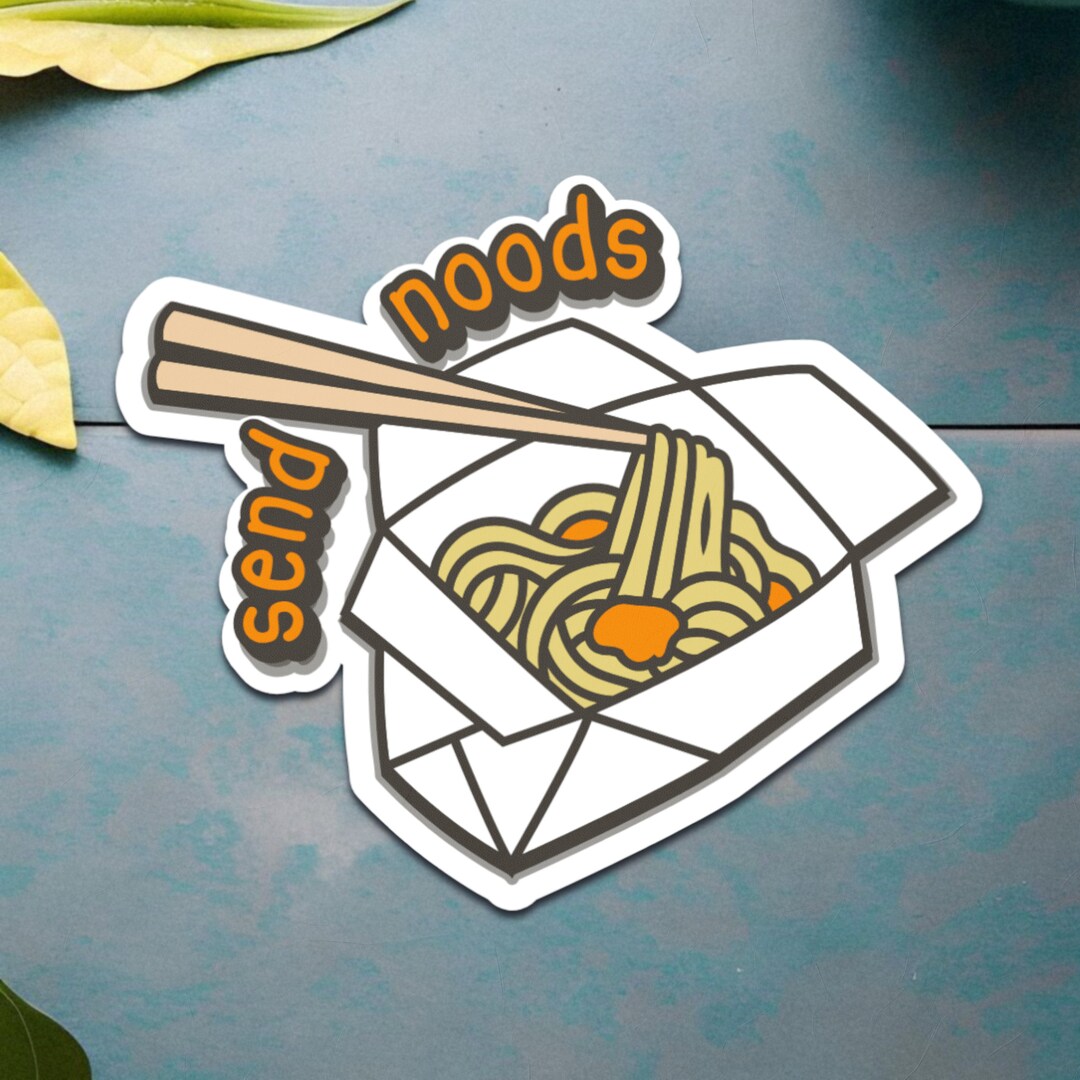 Send Noods Sticker: Kawaii Takeout Box Food Pun Design - Etsy