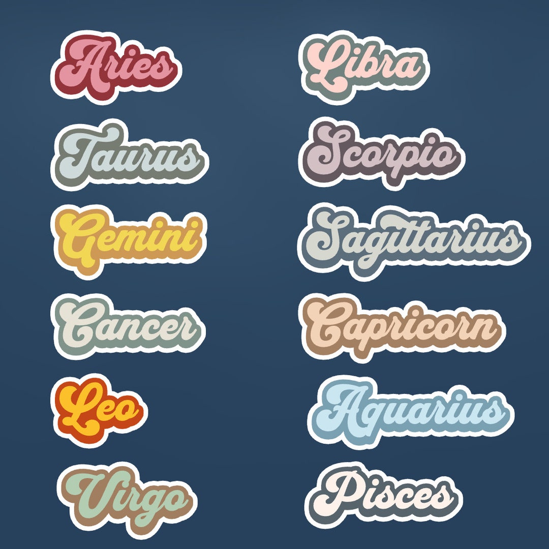Astrological Sign Vinyl Decal or Sticker Water-resistant Matte Vinyl ...