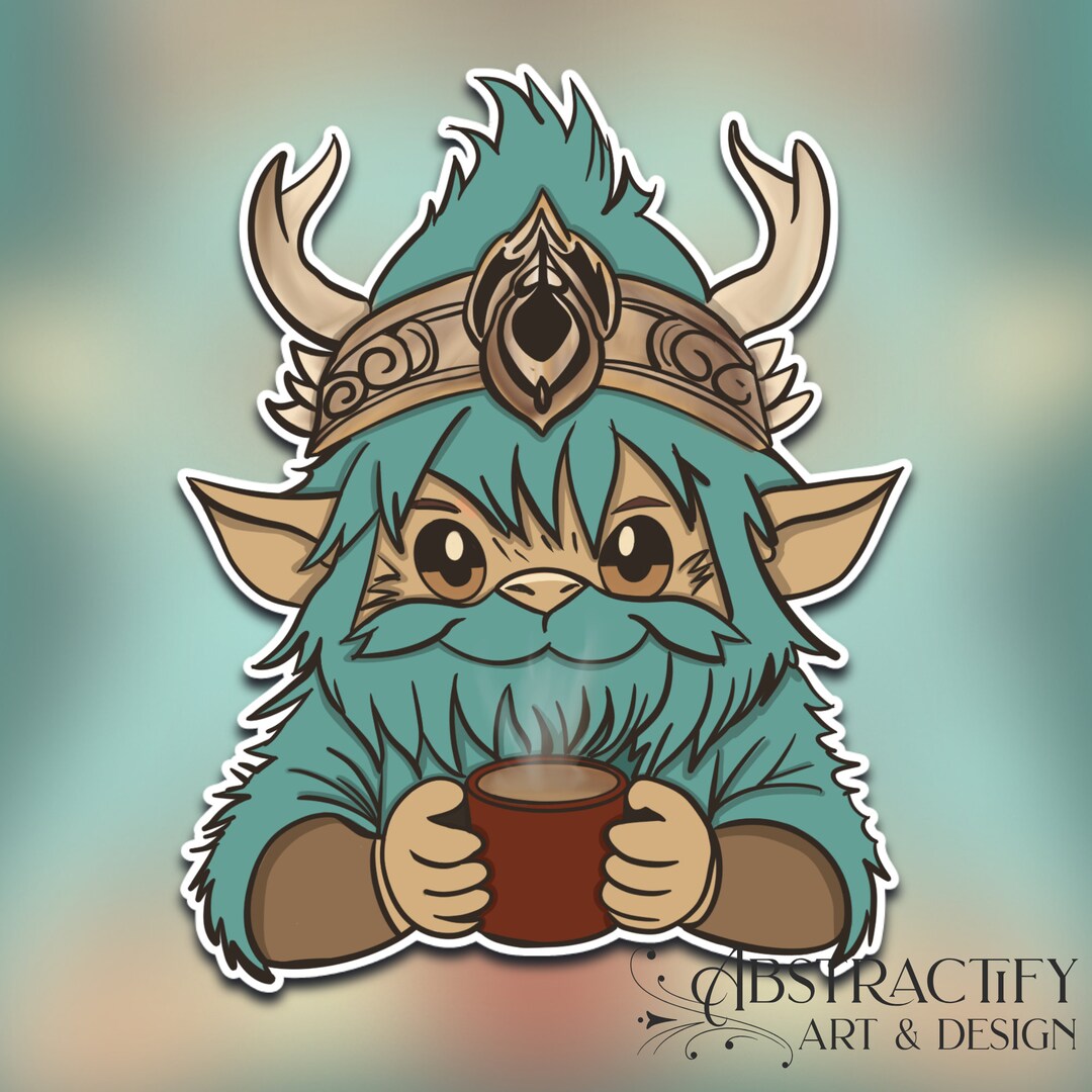 Troll Druid Drinking Coffee Vinyl Decal or Sticker Water-resistant ...