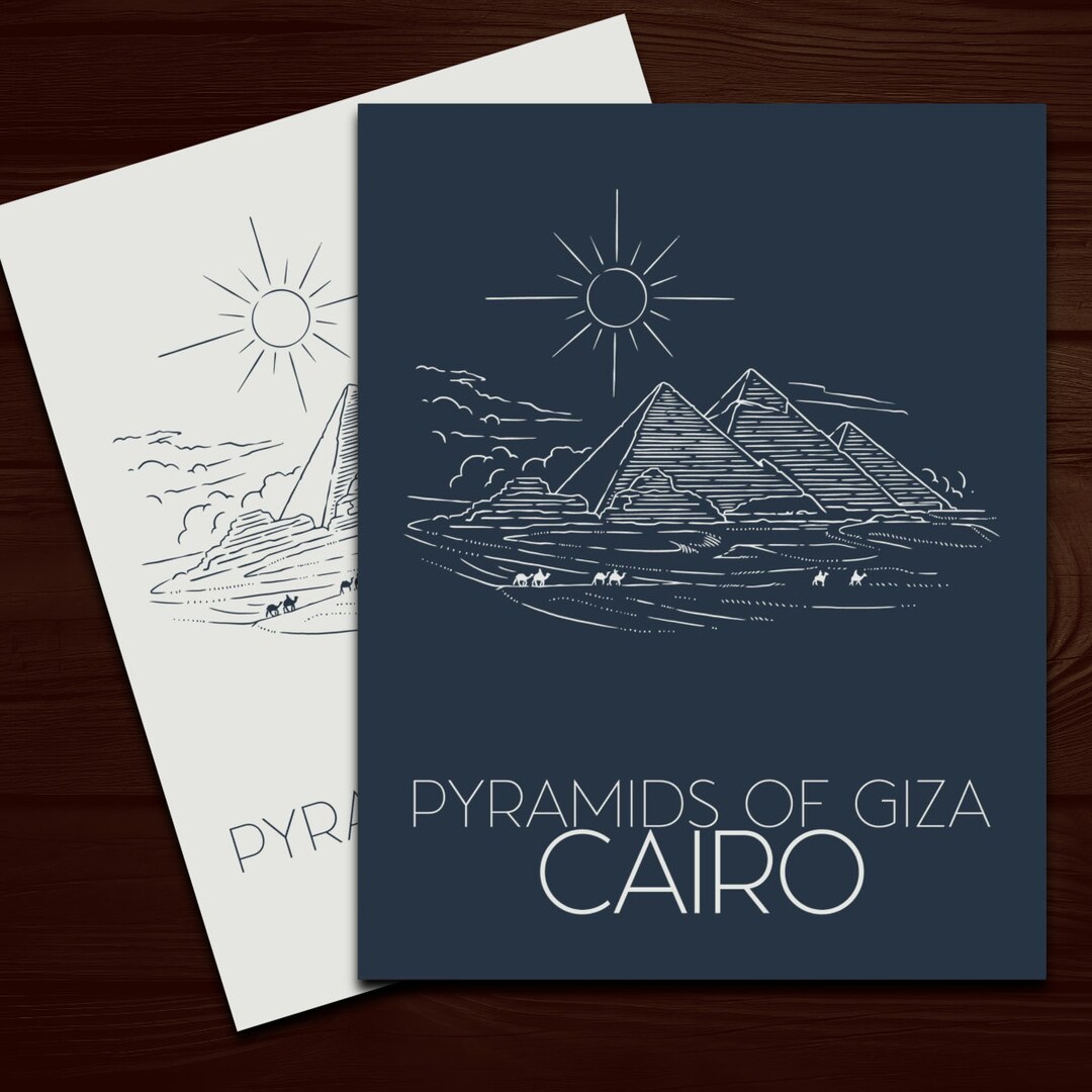 Pyramids of Giza Print | Minimalist Egypt Wall Art | Cairo Travel ...
