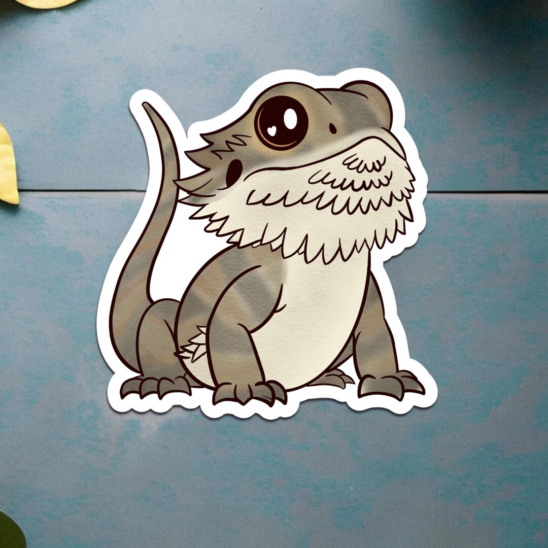 Adorable Bearded Dragon Sticker | Kawaii Reptile Vinyl Sticker | Lizard ...