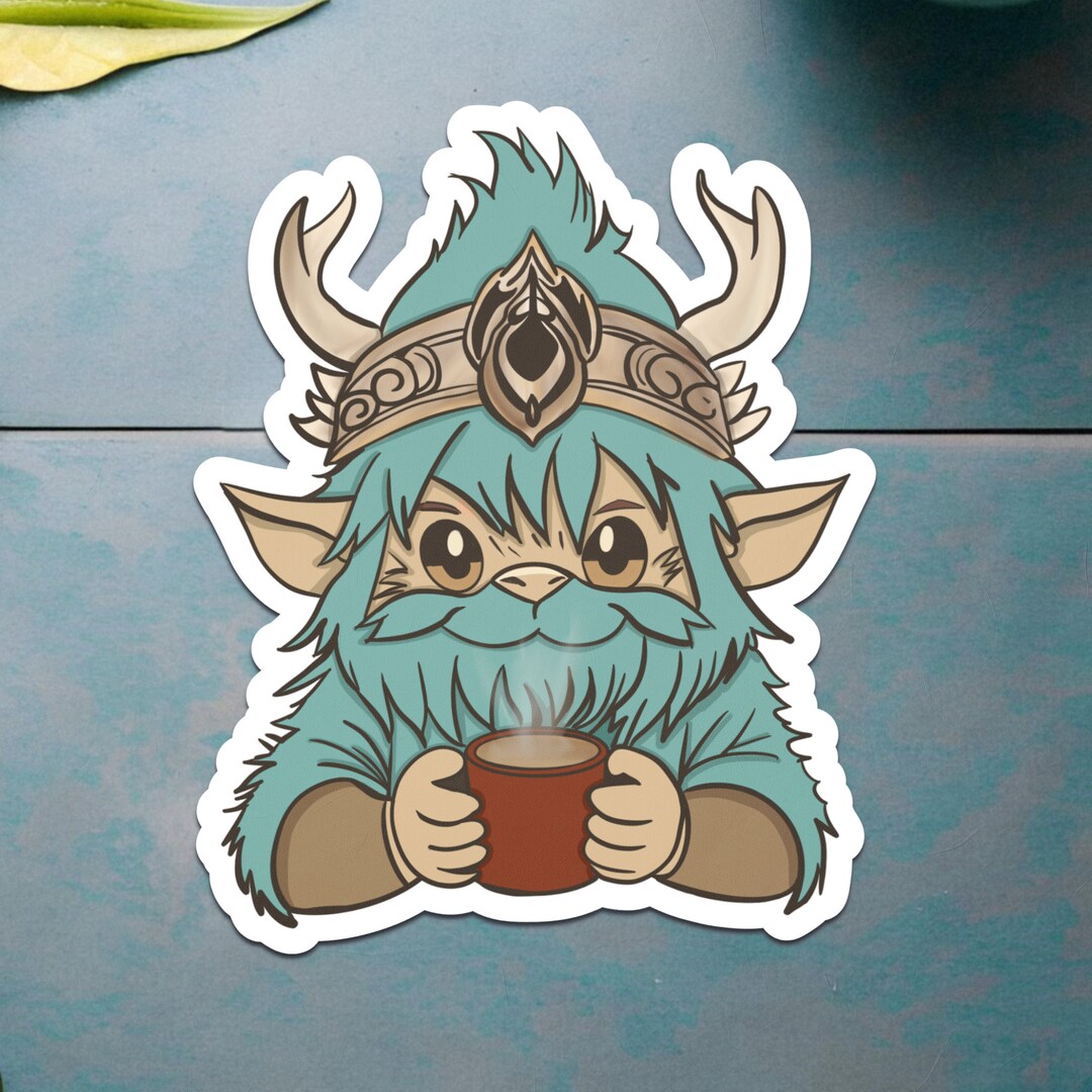 Troll Druid Sticker | Cozy Coffee Troll Art | Cute Fantasy Troll Decal ...