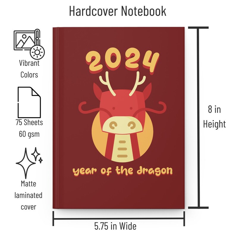 Year of the Dragon: 2024 Chinese New Year Hardcover Notebook - Etsy