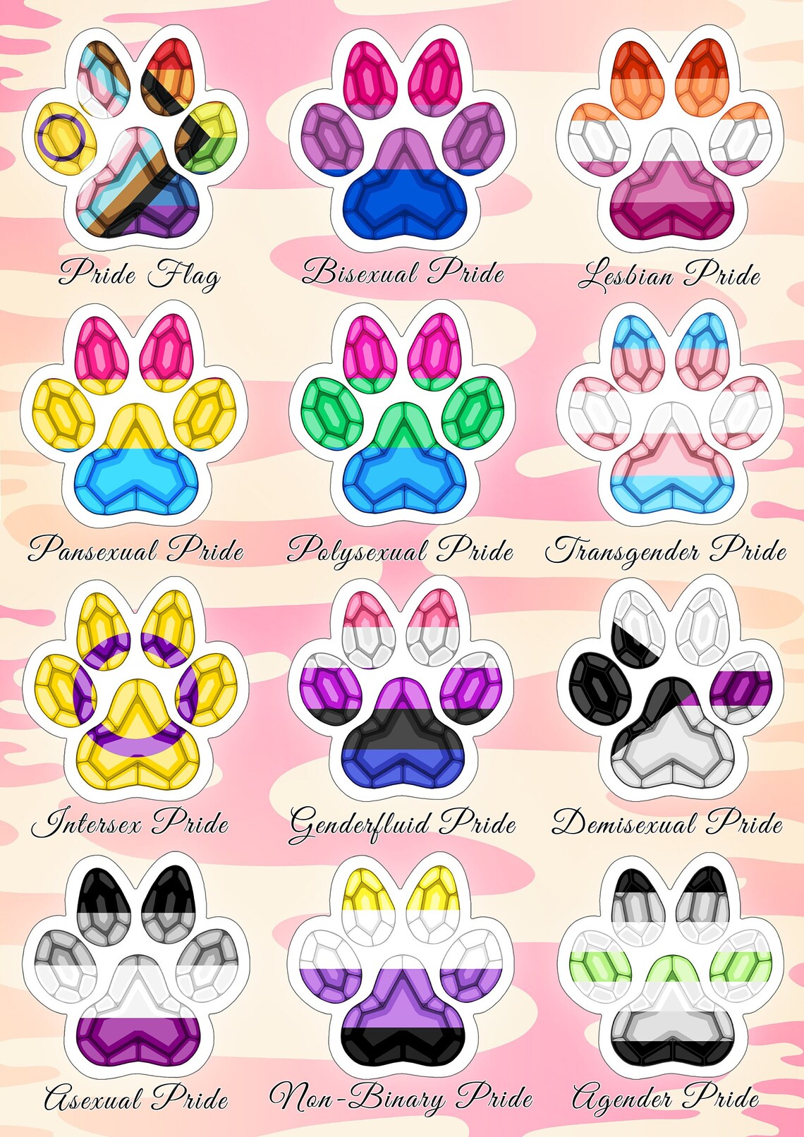 LGBTQIA Pride Month Crystal Paw Pad Stickers Matte Sticker - Etsy
