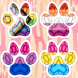 LGBTQIA+ Pride Month Crystal Paw Pad Stickers Matte Sticker - Etsy