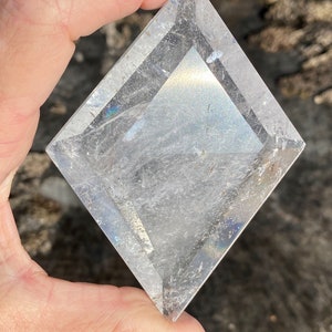 Stunning Clear Quartz Crystal Diamond - With Custom Gold Stand - Hand ...