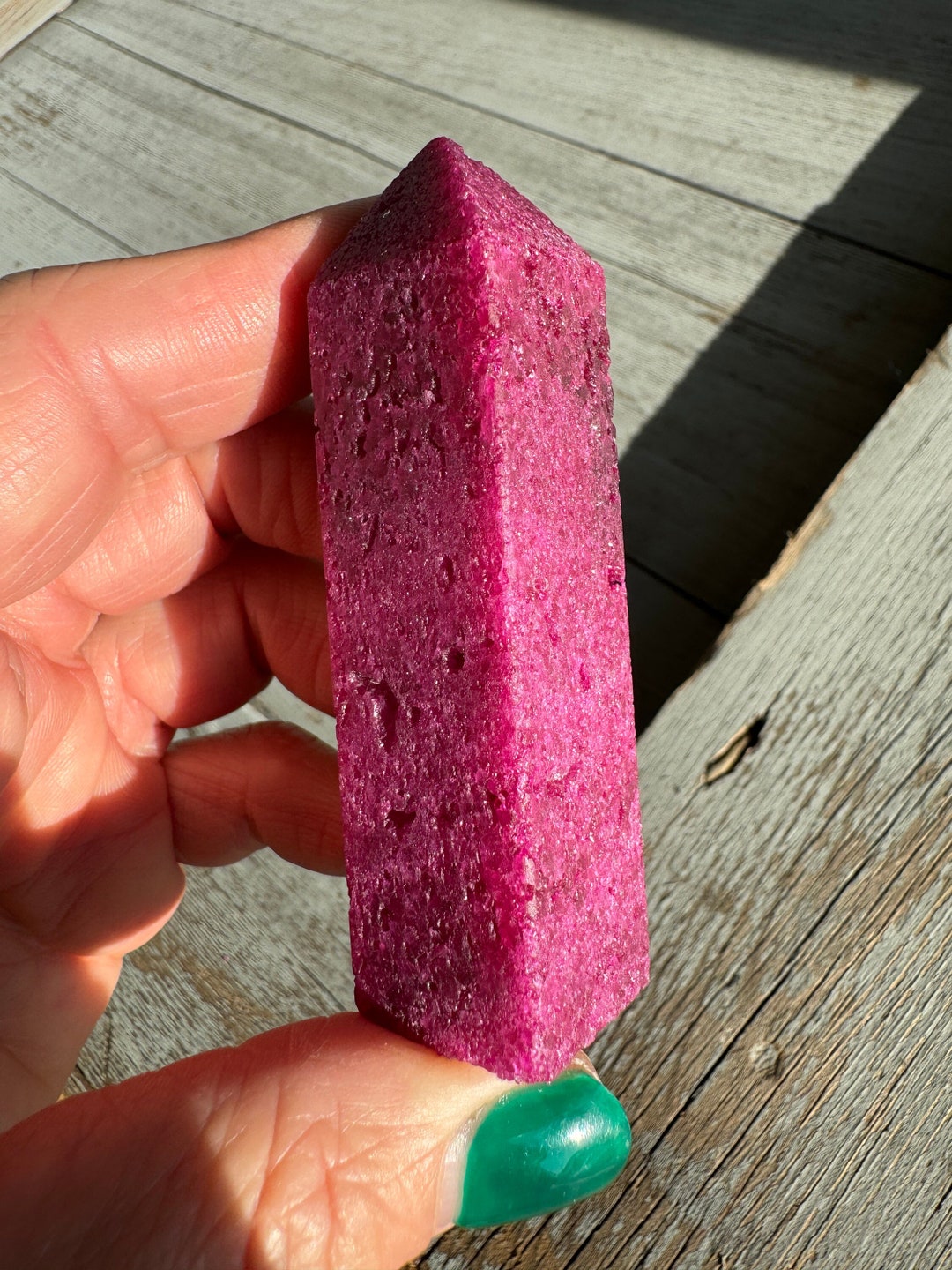 Honeycomb Ruby Corundum Tower UV Reactive Crystal High Energy Stone ...