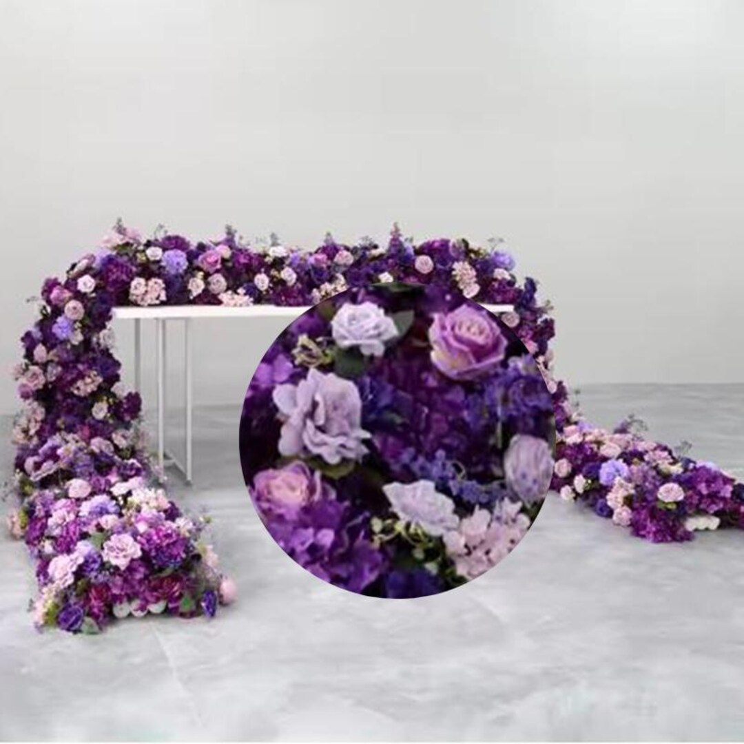 High Quality Purple Long Table Foral Runner Flower Row,lavender Rose ...