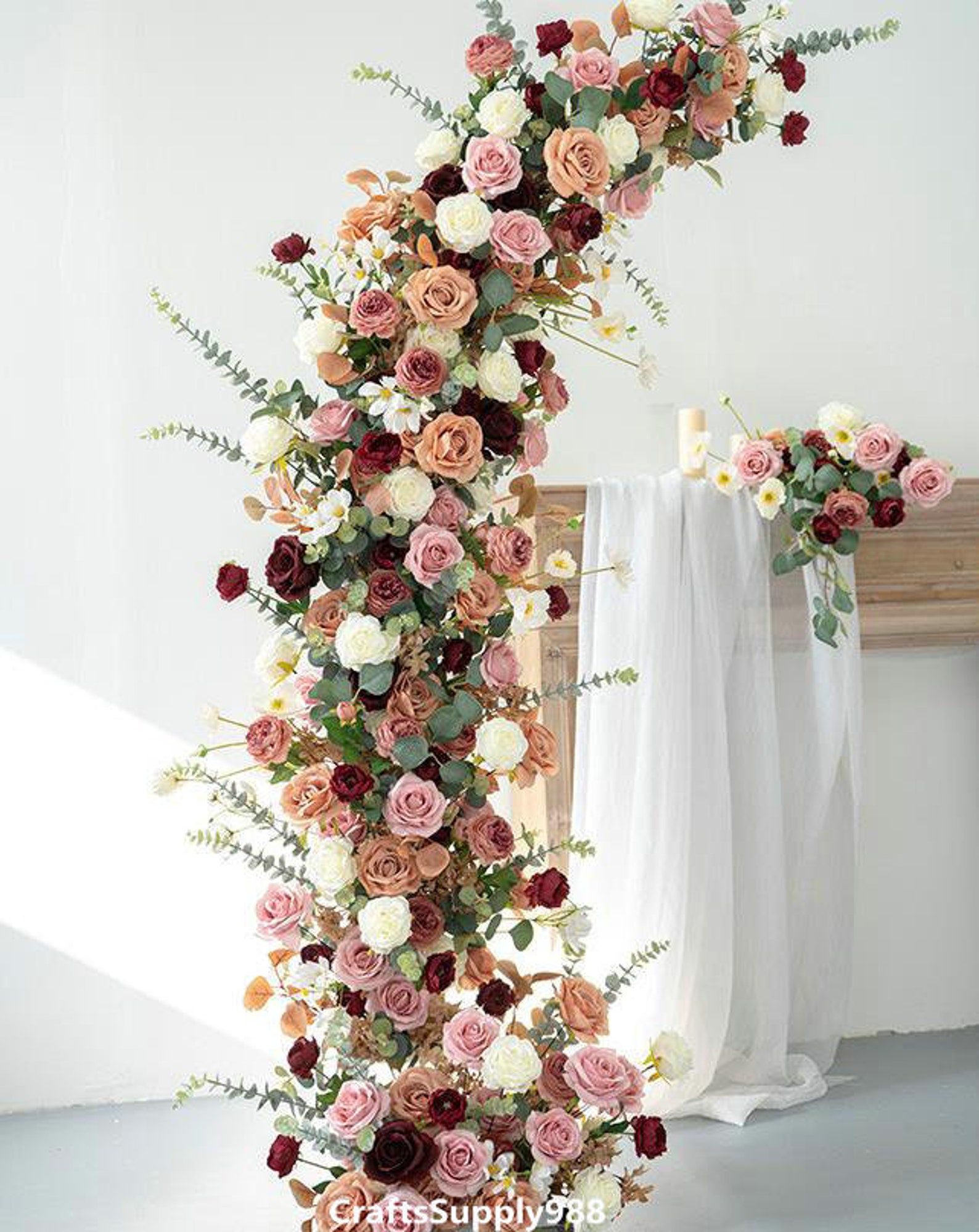 Terracotta,burgundy,blush Rose Leaf Wedding Archway Flower,flower Row ...