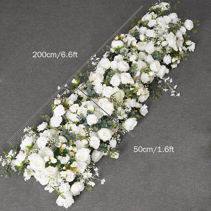 Babysbreath White Rose Eucalyptus Leaf 5D Artificial Floral Row Arch ...