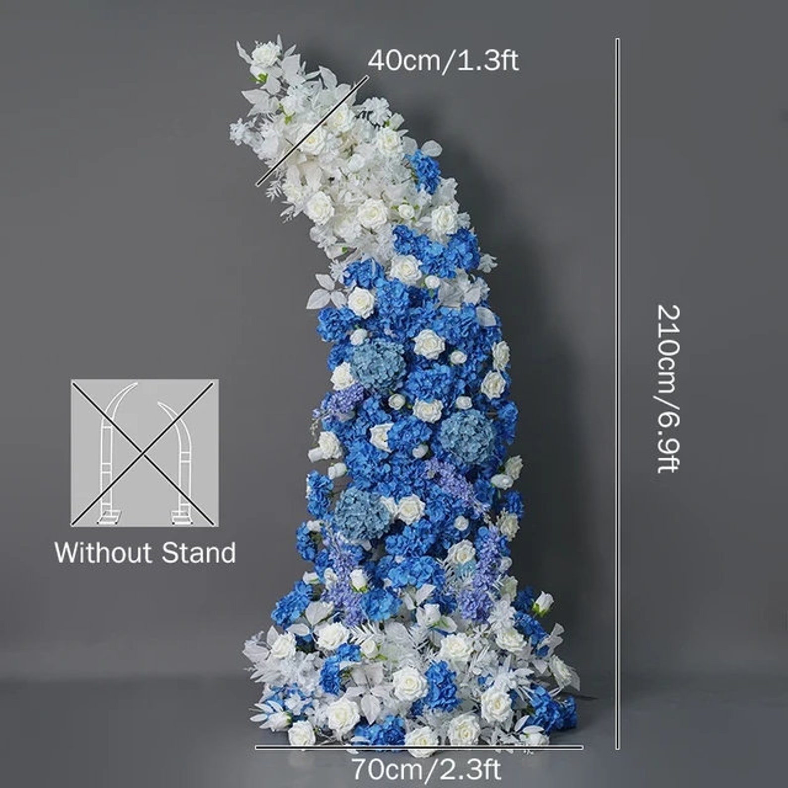 Gradient Blue White Rose Hydrangea 5D Artificial Floral Row Runner ...