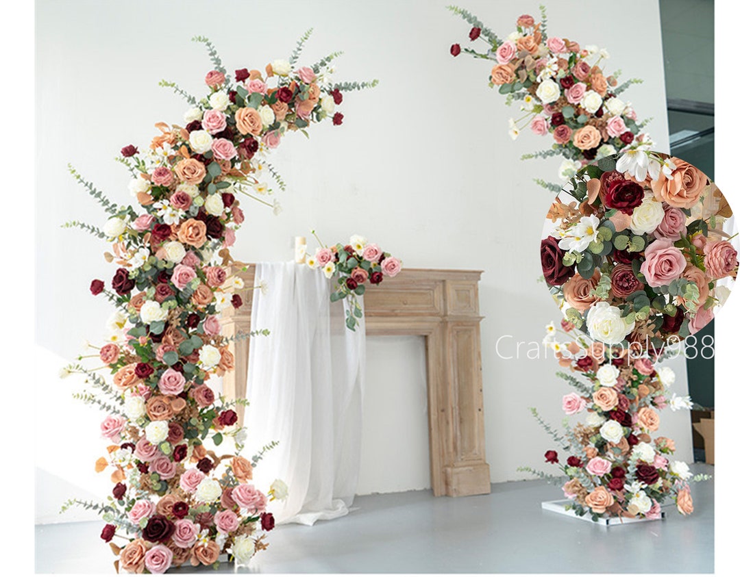 Terracotta,burgundy,blush Rose Leaf Wedding Archway Flower,flower Row ...