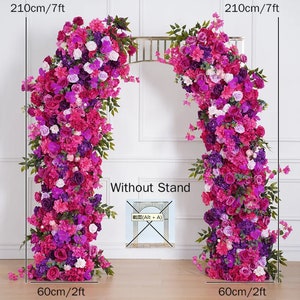 Fuchsia Purple Rose Orchid Green Leaf 5D Artificial Floral Wedding Arch ...