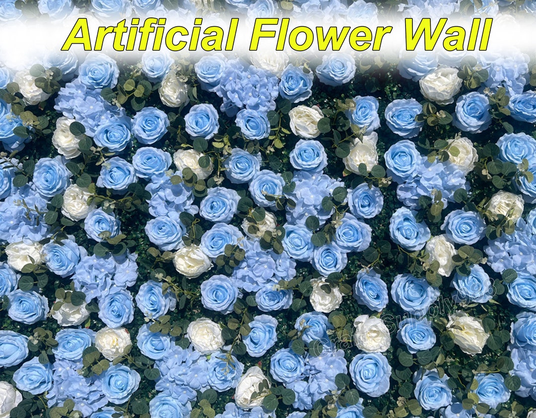 NEW Design 5D Artificial Sky Blue Roses Flower Wall,eucalyptus Match ...