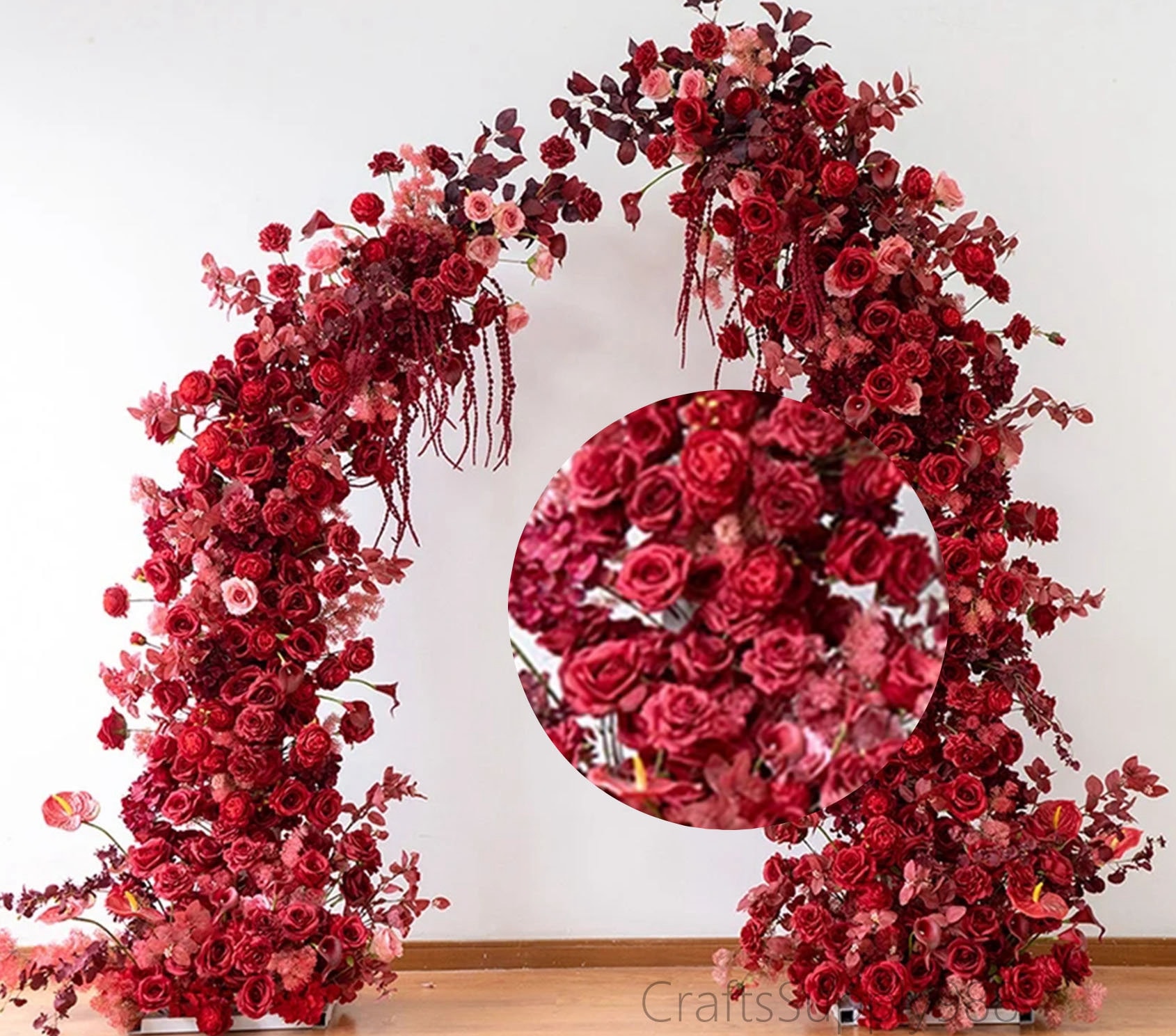 Romantic Wedding Archway Red Rose Peony Floral Row,flower Row ...