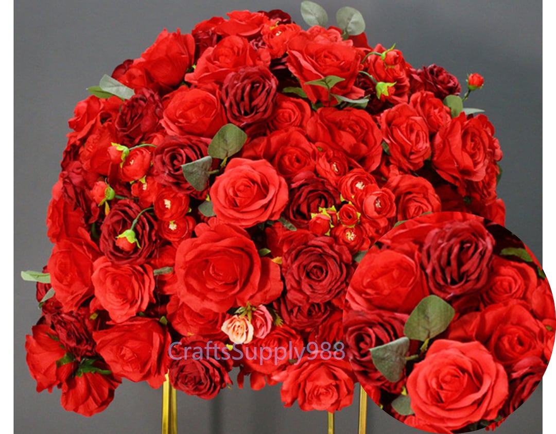 Luxury Artificial Red Rose Flower Ball Wedding Scene Layout Table ...