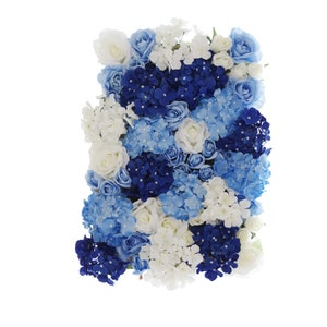 Baby Blue Ivory Royal Blue Artificial Roses Flower Wall Backdrop for ...