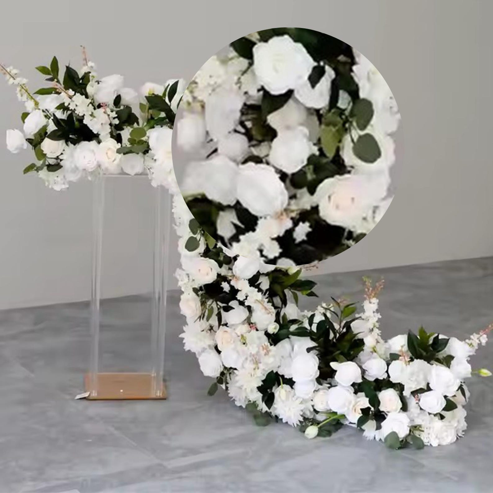 Snow White Rose Table Runner Silk Flower Row,wedding Table Centerieces ...