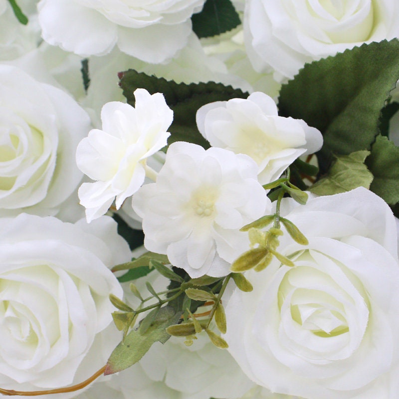 5D Custom White Rose Greenery Artificial Floral Row - Etsy