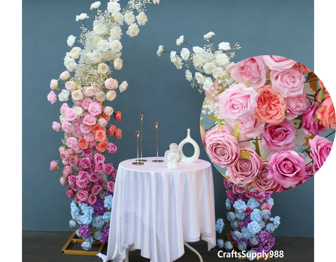 Wedding Arch Backdrop Multicolor Rose Artificial Floral,flower Row ...