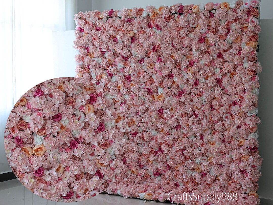 Pink Blush Rose Flower Backdrop Custom Fake Flower Wall Backdrop Wall ...