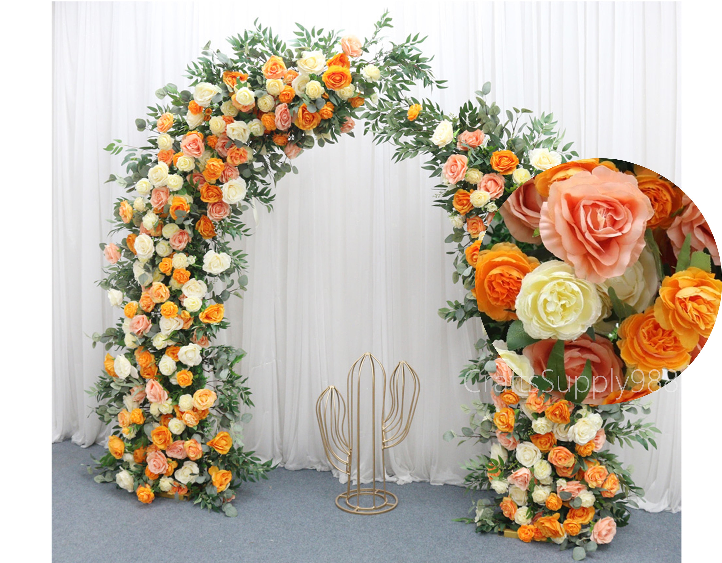 Popular Orange Blush Ivory Wedding Archway Flower,flower Row ...