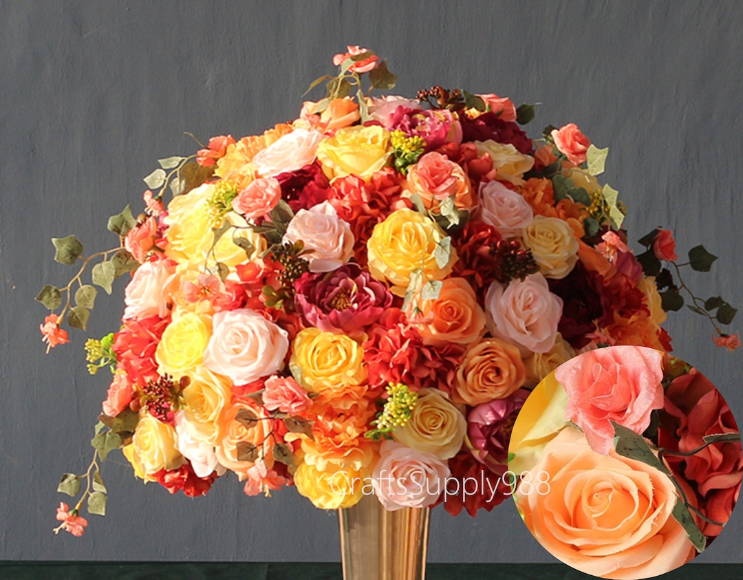 Orange Yellow Rose Flowers Ball,flower Table Large Centrepieces,autumn ...