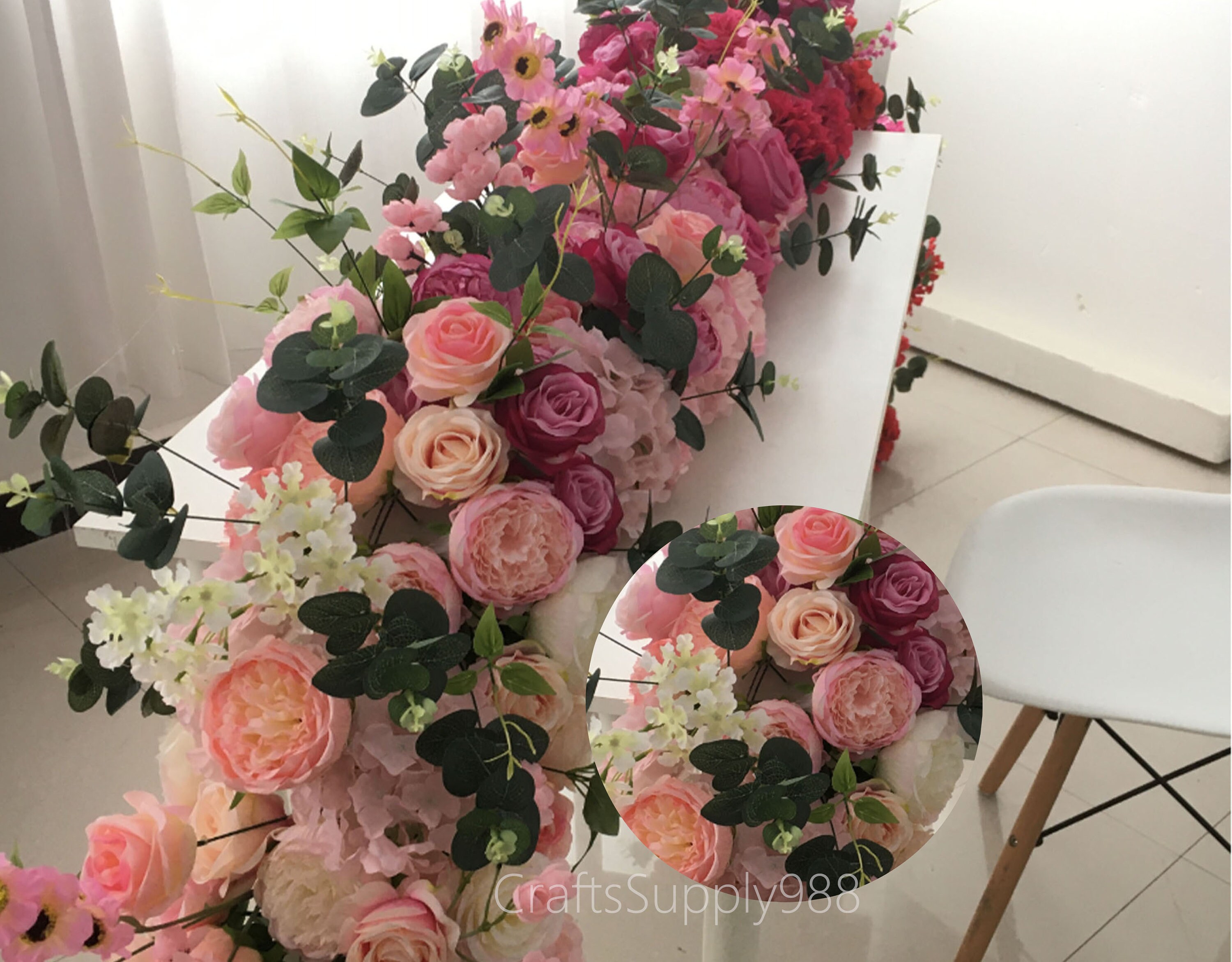 Extremely Realistic Luxury Artificial Flower Row,austin Cabbage Roses ...