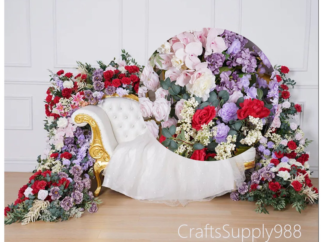 Wedding Flower Row,red Lavender Pink Rose Lily Table Runner Artificial ...