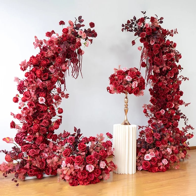 Romantic Wedding Archway Red Rose Peony Floral Row,flower Row ...