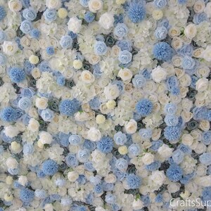 Blue Flowers Wall,white Rose 5D Artificial Flower Wall Photography ...