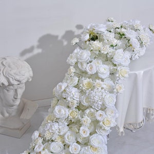 Purple White Rose Table Runner Artificial Flower Row,wedding Table ...