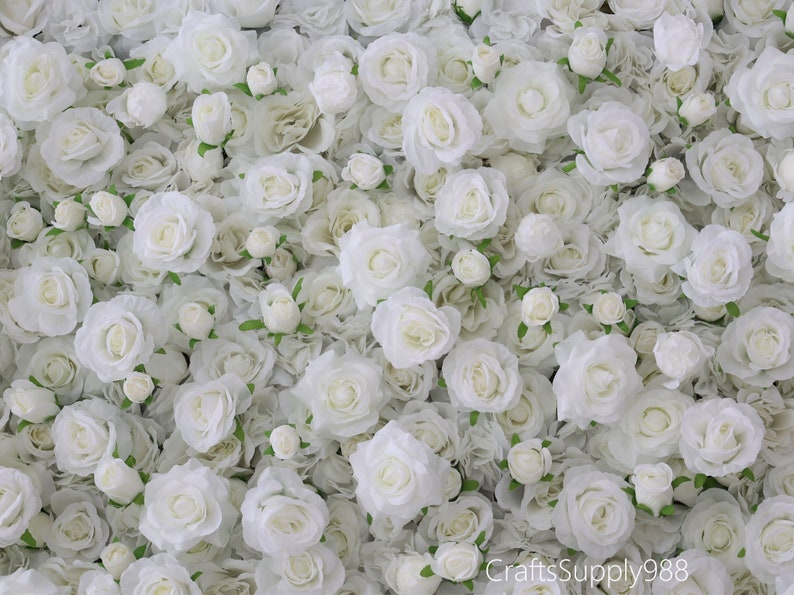 Noble White Rose Popular 5D Artificial Flower Wall Backdrop,wedding ...