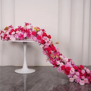 Blue Ivory Rose Hydrangea Greenery Flower Row,table Runner Sofa Floor ...