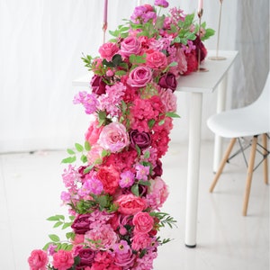 Blue Ivory Rose Hydrangea Greenery Flower Row,table Runner Sofa Floor ...