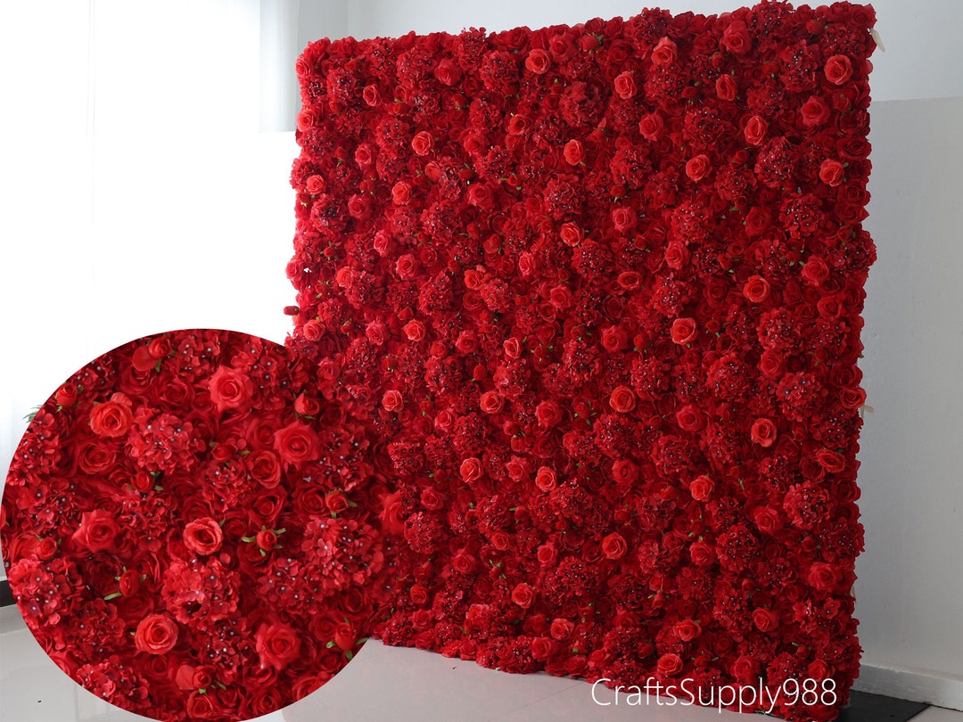 Rudy Red Rose 3-D Beautiful Design 40x60cm Artificial Flower Wall ...