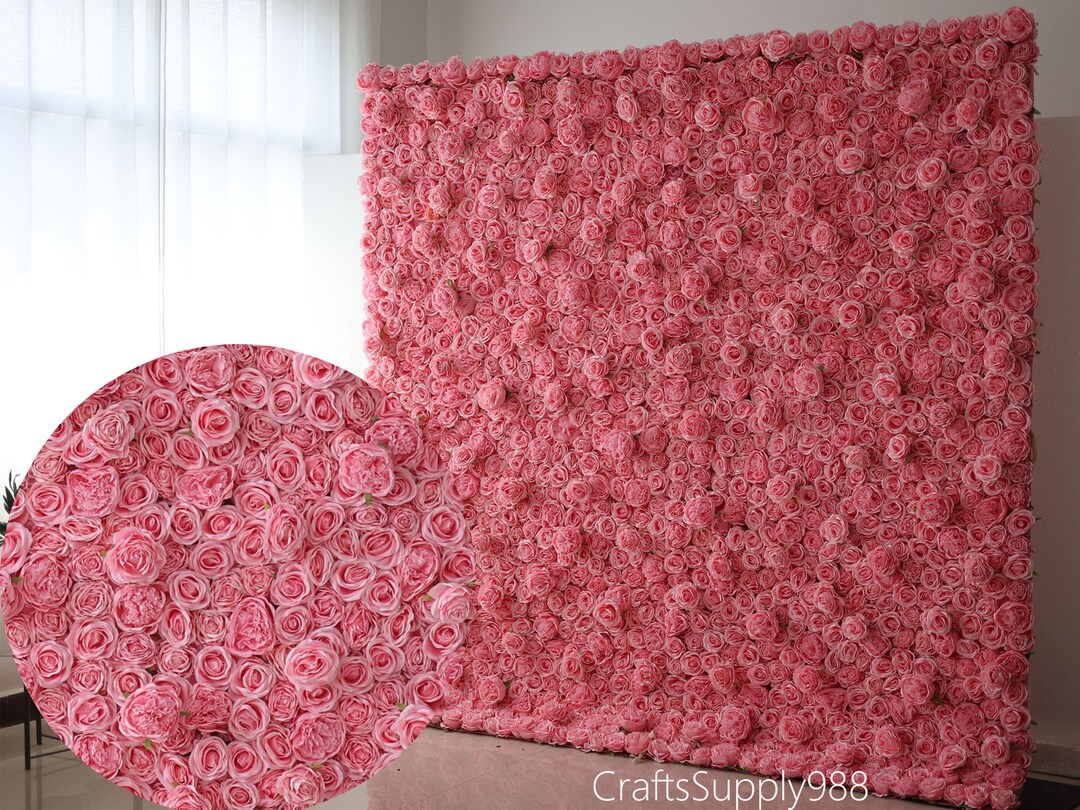 5D Plastic Grid Artificial Flower Wall Hot Pink Rose Peony Panel ...