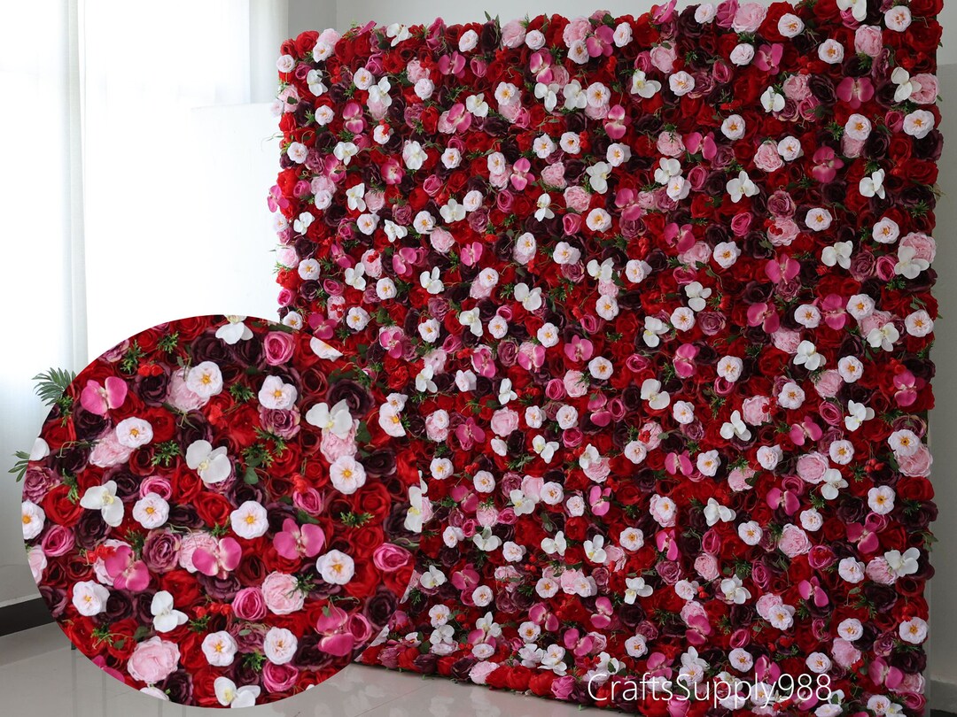 Fuschia Orchids Fake Flower Panels Wall Decor,artificial Flower Wall ...