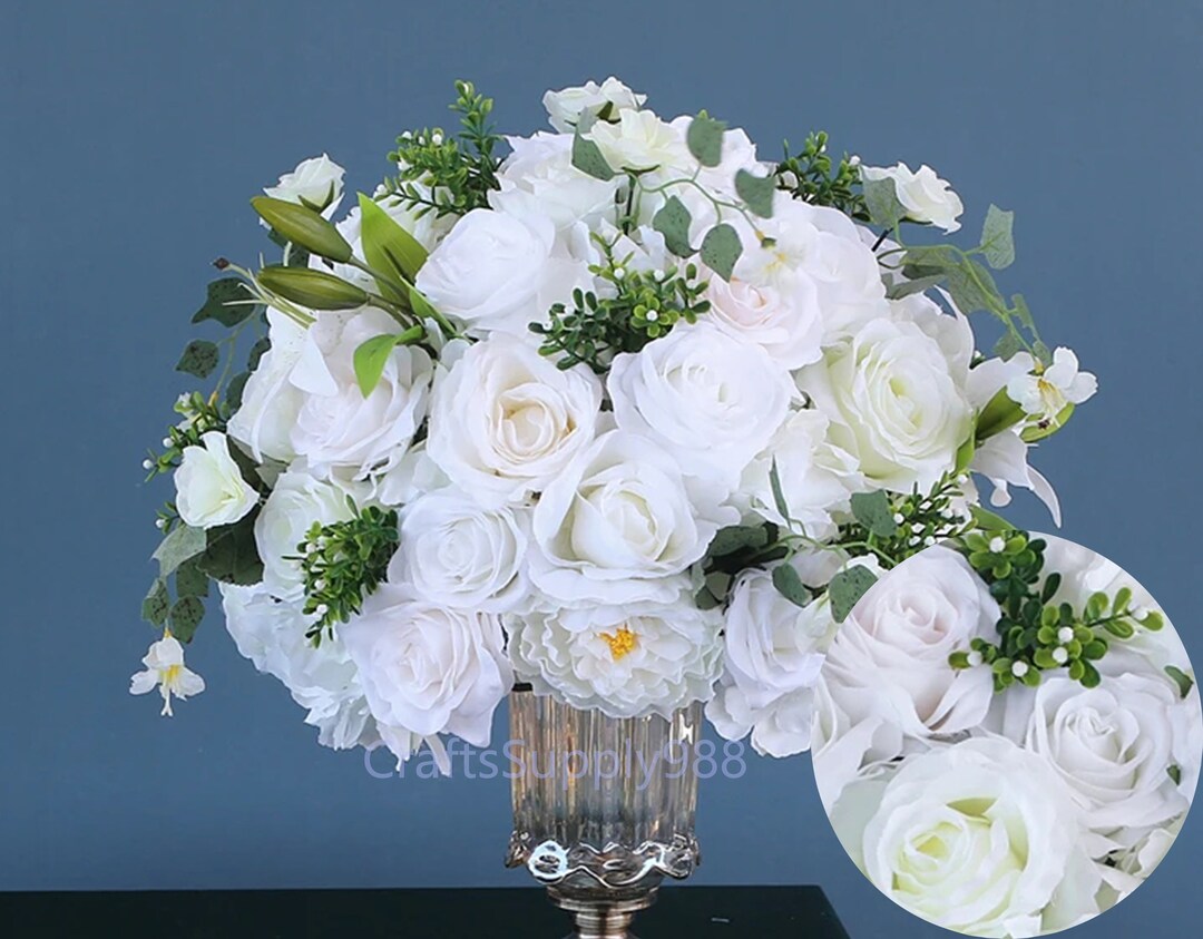 Lily Flower Table Large Centrepieces,customize White Rose Greenery ...