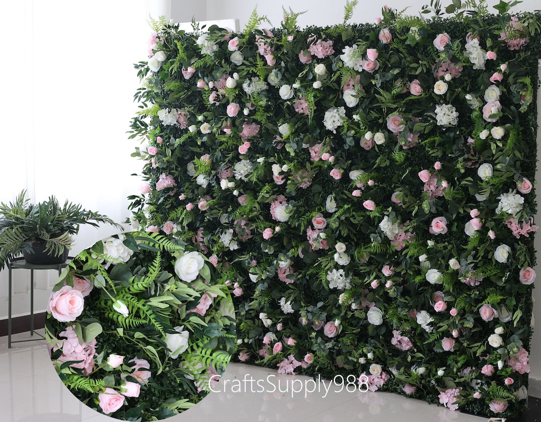 5D Plastic Grid Artificial Flower Wall Mix Rose Peony Plant Panels ...
